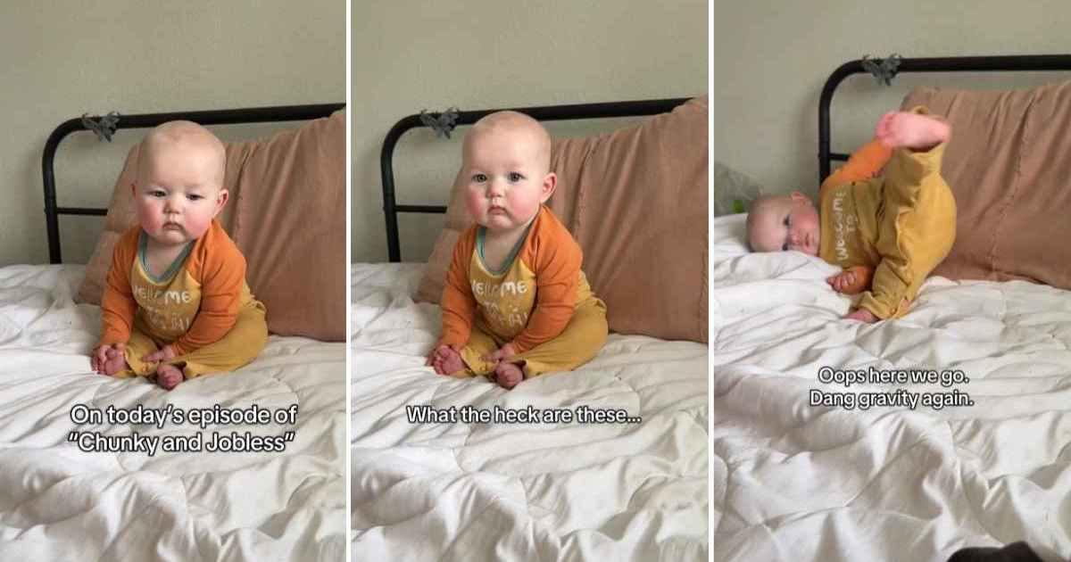 Baby discovers toes for the first time in cute video
