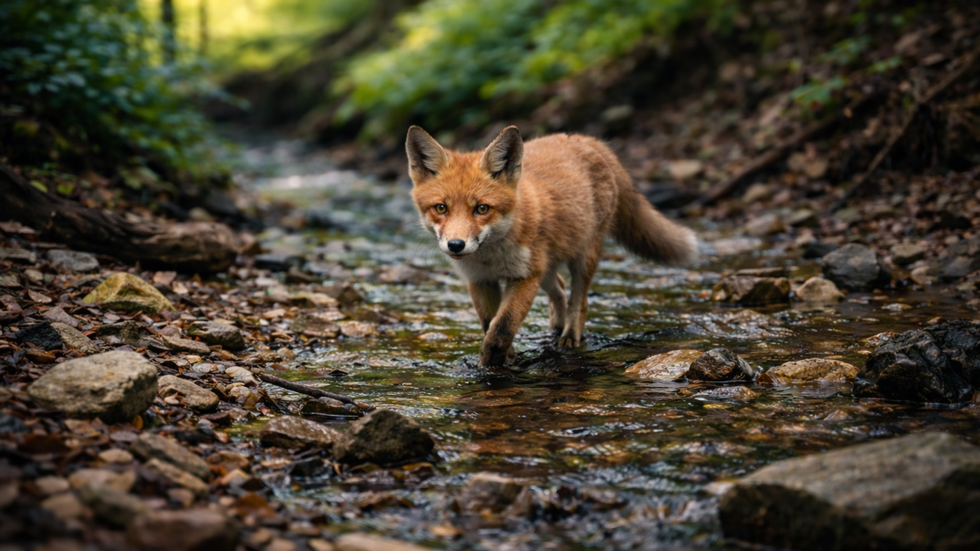 The river had visitors and every moment was captured by a trail camera
