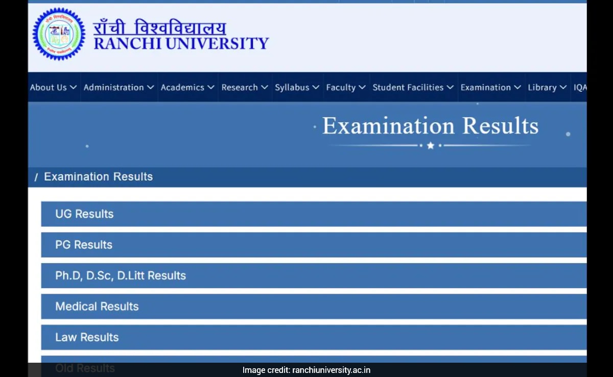 Ranchi University result 2025 out: Download undergraduate, postgraduate ...