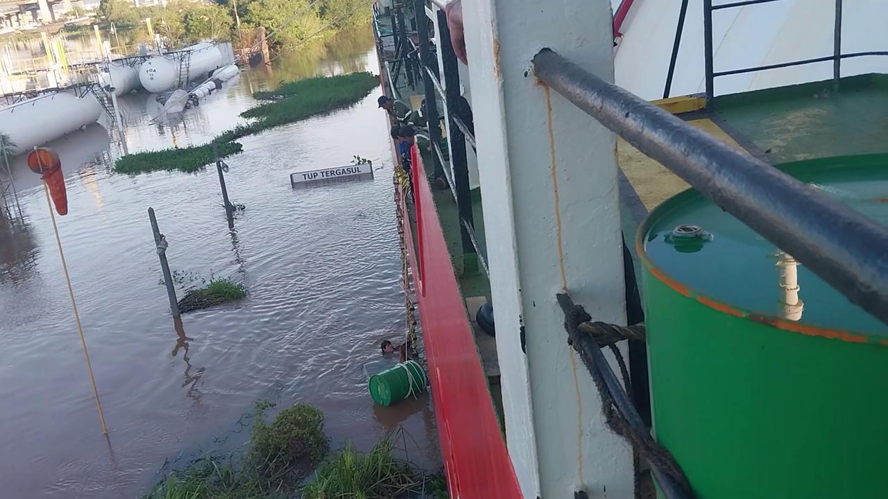 Boat crew rescues stranded dog