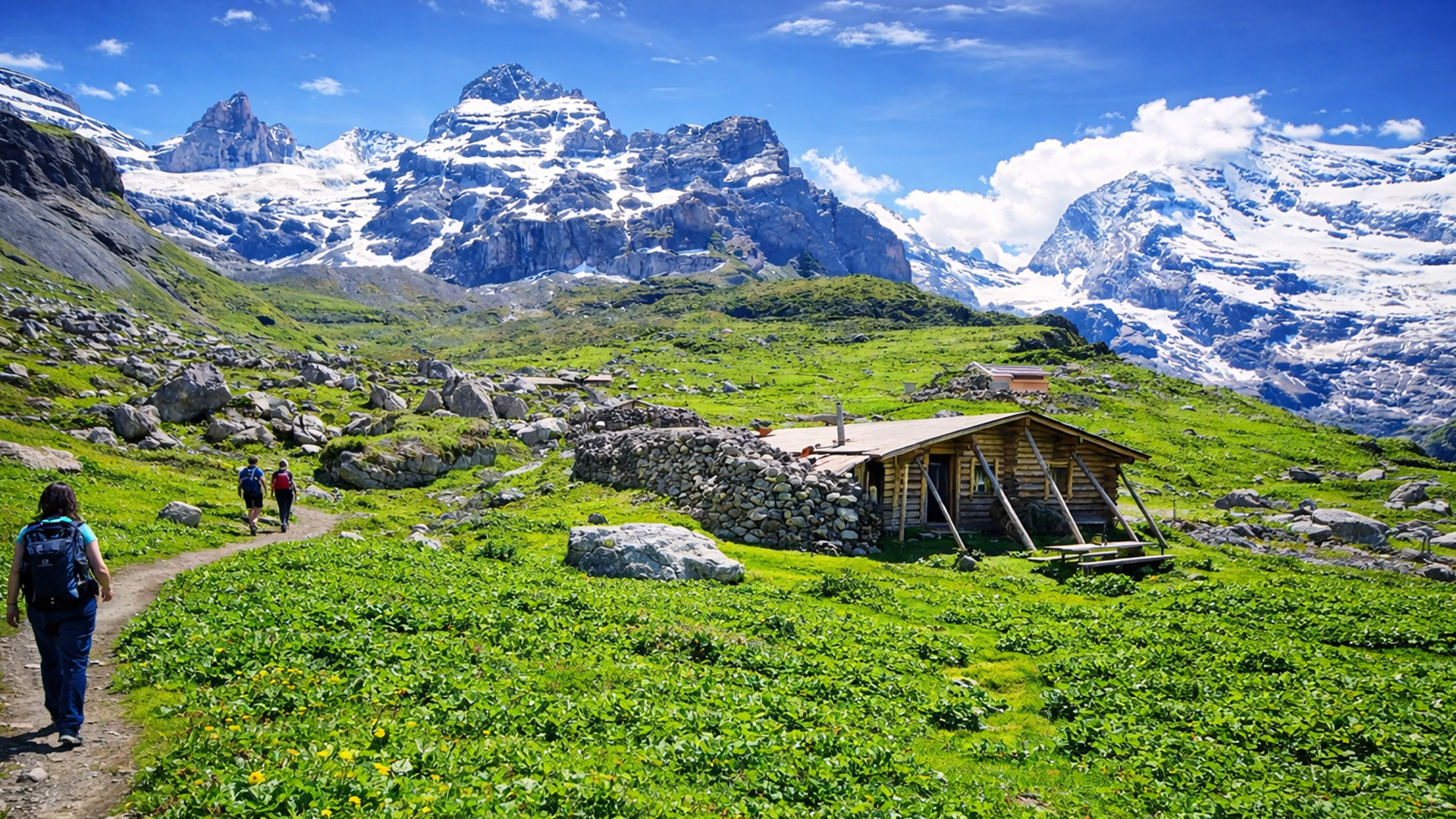 Oeschinensee Switzerland hiking in alpine paradise (4K)
