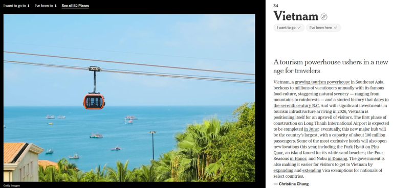 New York Times highlights Hon Thom cable car as symbol of Vietnam's ...