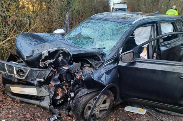 Car which hit tree and hospitalised four sparks black ice warning