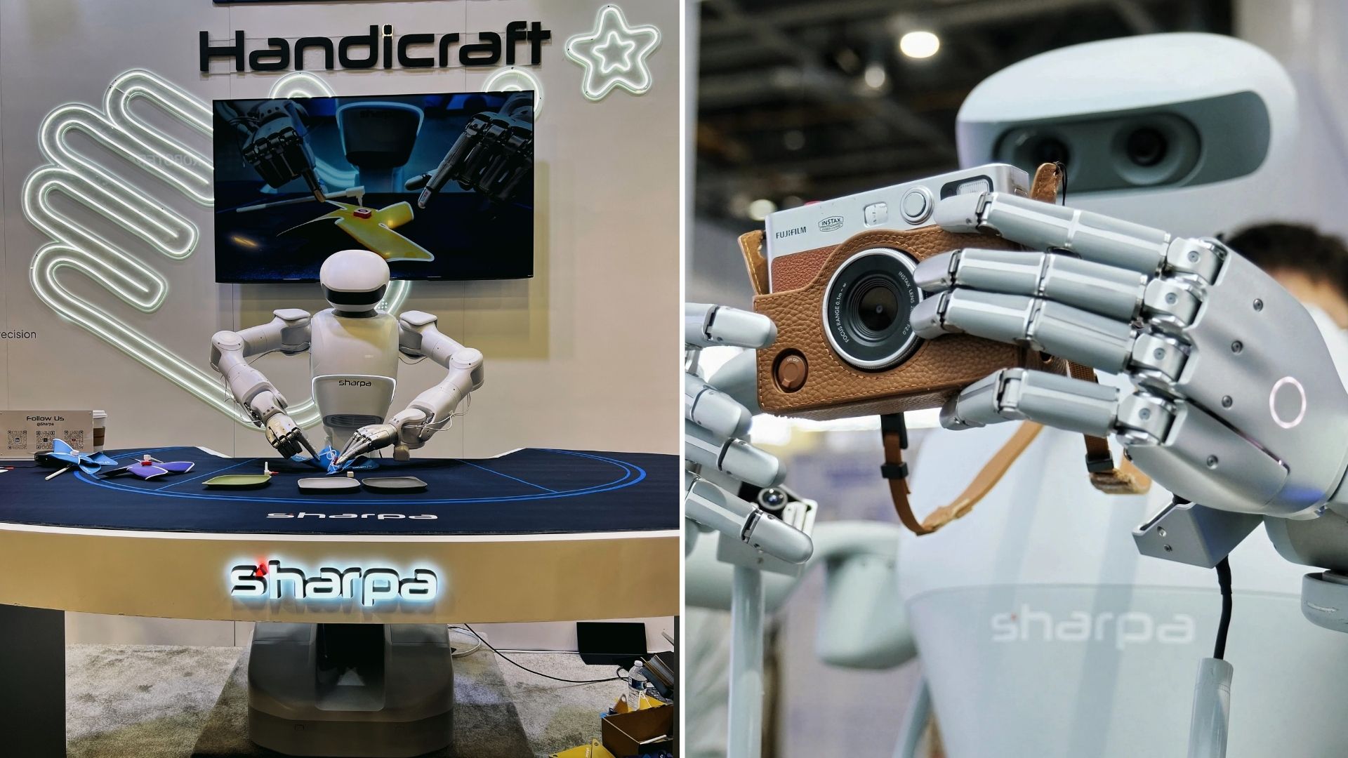 Humanoid robot with dexterous hands deals cards and builds a paper windmill