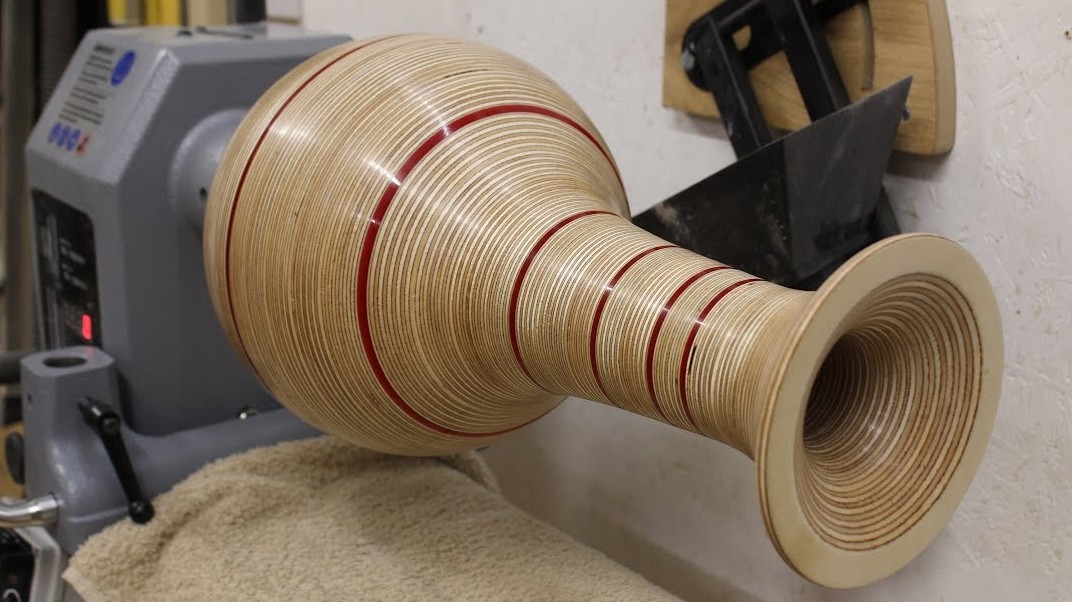 How layers of plywood and perspex transform on the lathe