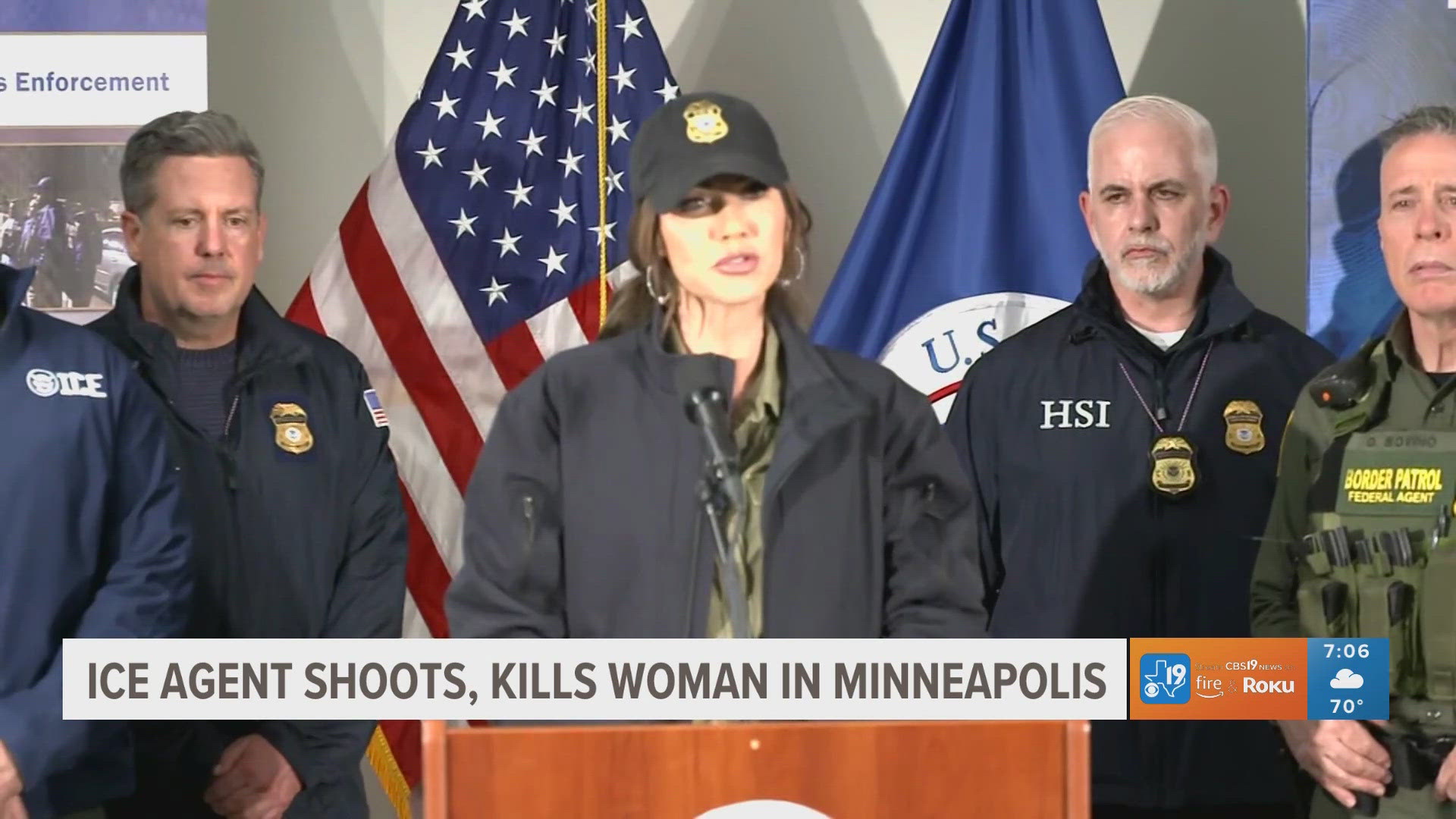 U.S. Homeland Secretary Kristi Noem say ICE agent acted in self-defense