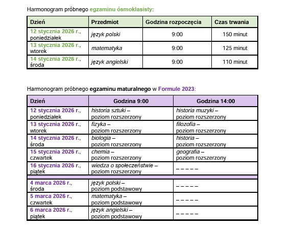 Próbne egzaminy od CKE w tym roku w styczniu i marcu. Takie są terminy