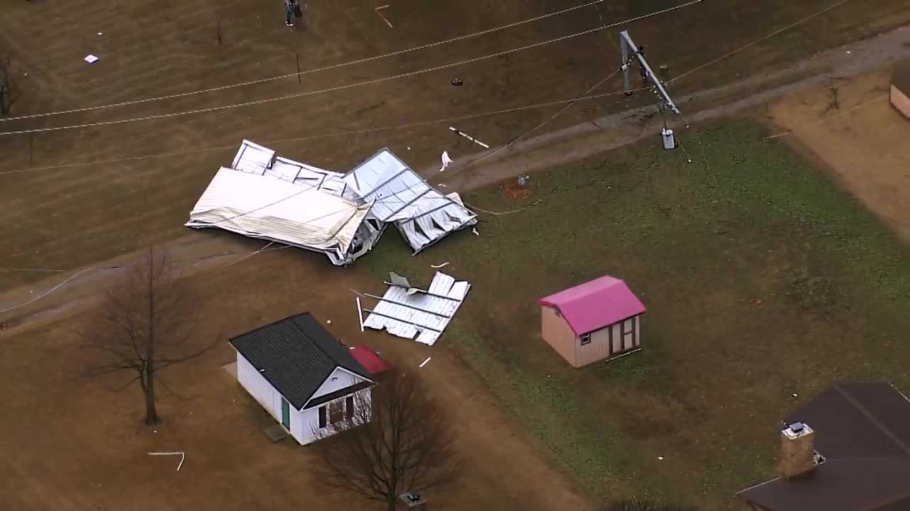 Watch live: Sky 5 shows damage left behind after tornado hits Purcell