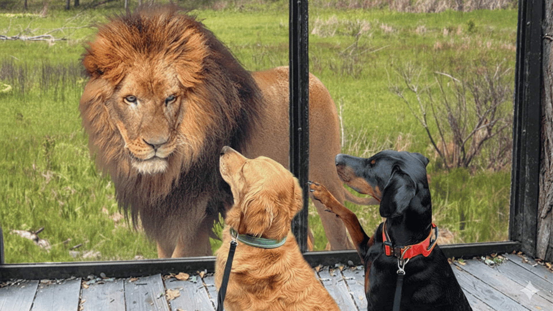 My dogs' first encounter with wild animals at the zoo