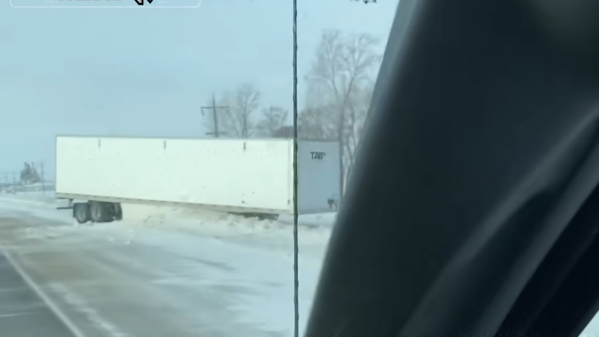 Slippery conditions caused multiple truck slide-outs