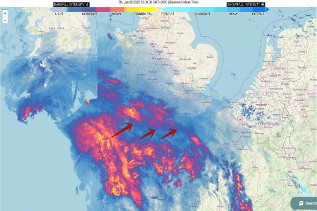 New weather warning for heavy rain and strong winds amid Storm Goretti