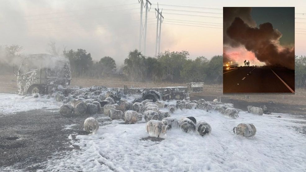 Fireball on the turnpike: Truck with over 240 propane tanks explodes in ...