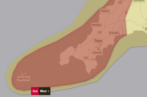 Storm Goretti upgraded to red warning for Cornwall ahead of dangerous winds