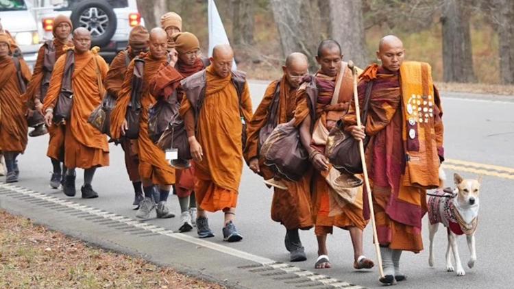 Here's where you can see the monks on their walk for peace on Saturday ...