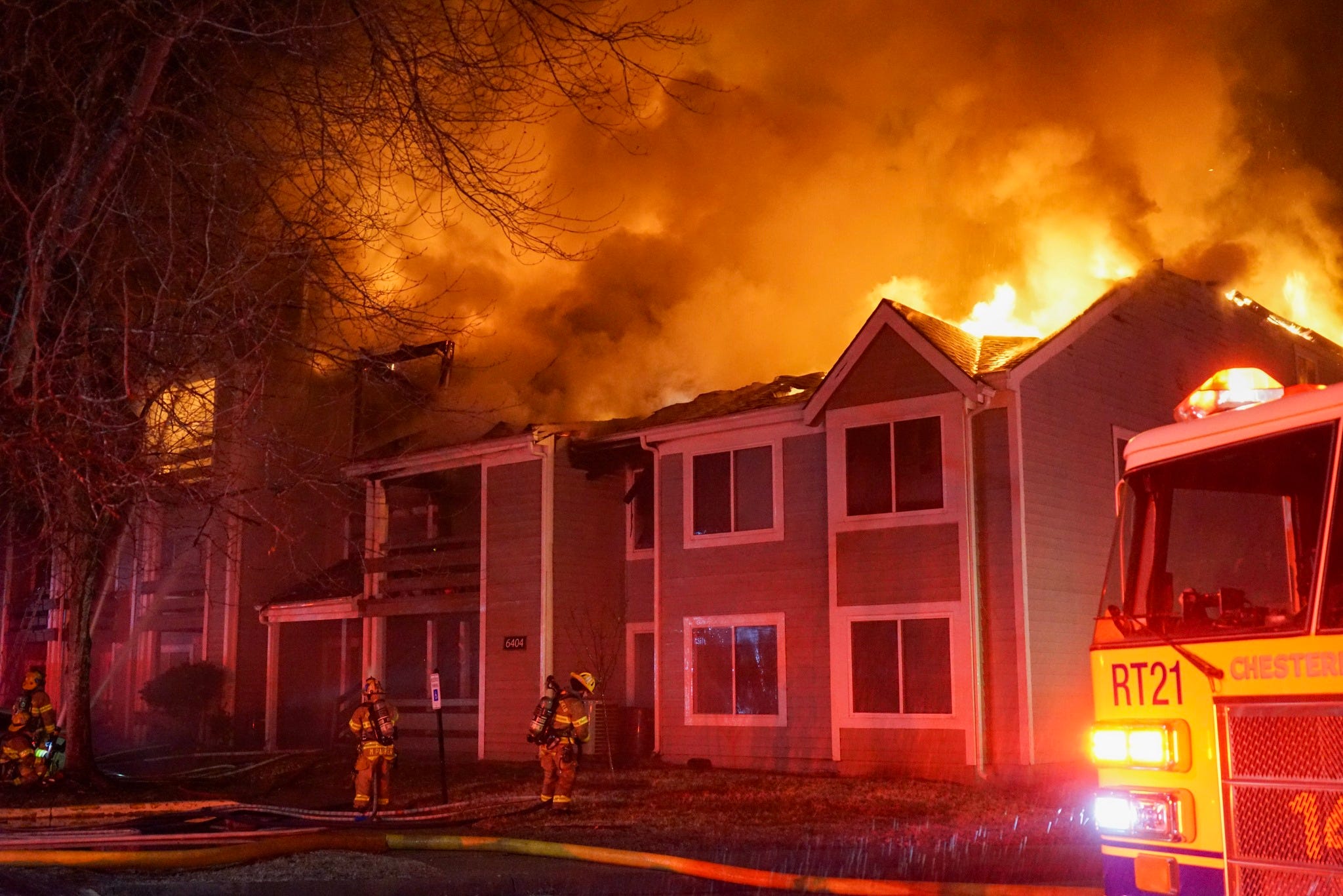 Fire ravages Chesterfield apartment complex, displacing 44 residents