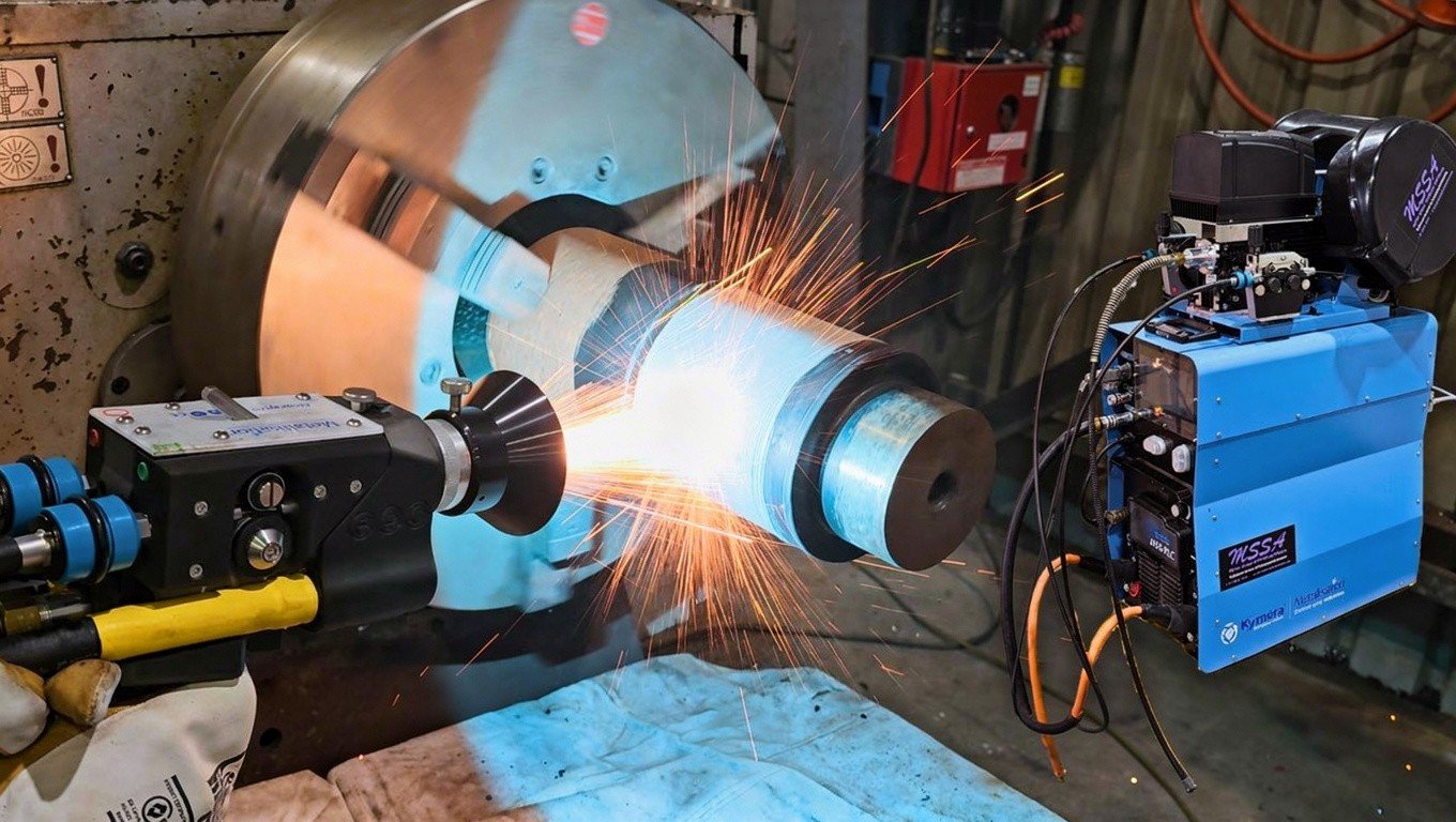 Precision metal arc spraying on a D11 yoke