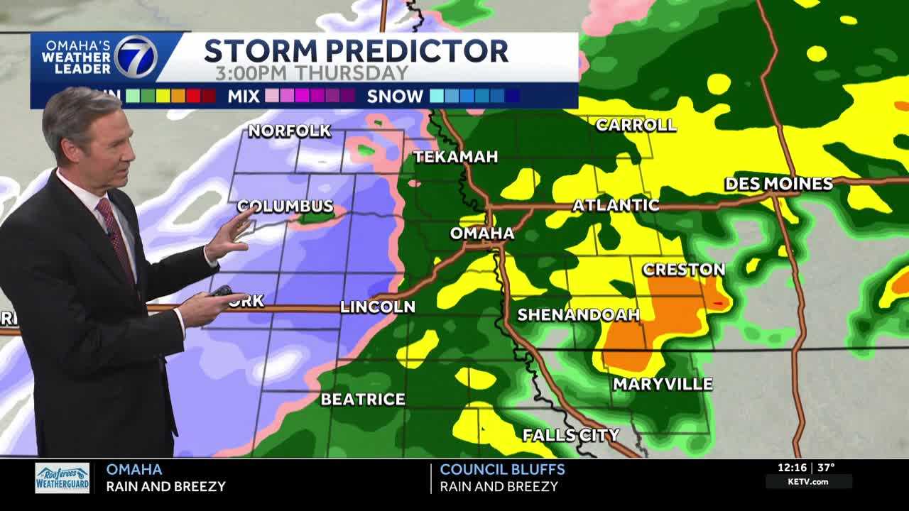 Widespread rain Thursday, evening snow possible for Omaha area