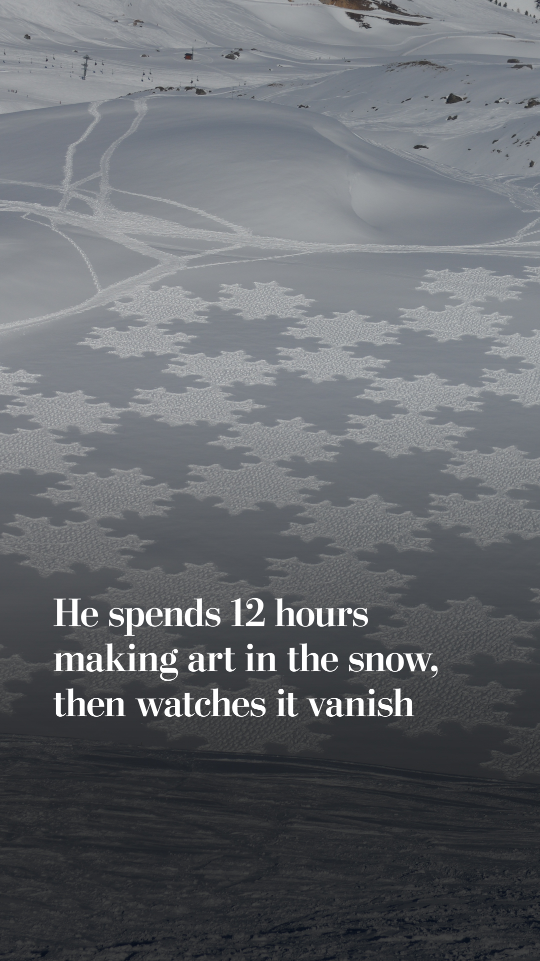 He spends 12 hours making snow art, then watches it vanish