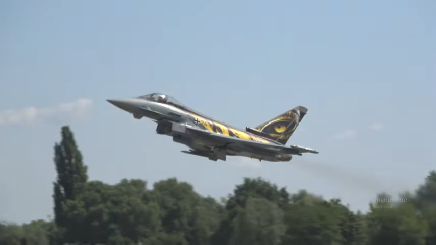 Watch the Eurofighter Typhoon reveal its striking tiger colors