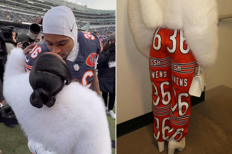 Simone Biles reveals her 'good luck' charm at Bears playoff game as ...