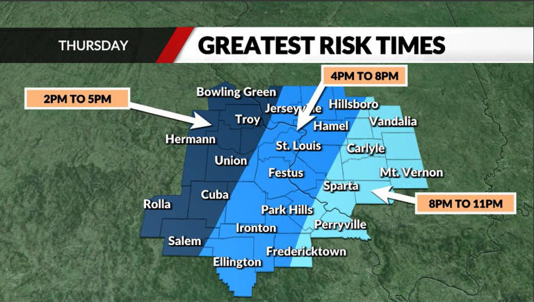 Pockets of severe weather possible near St. Louis Thursday
