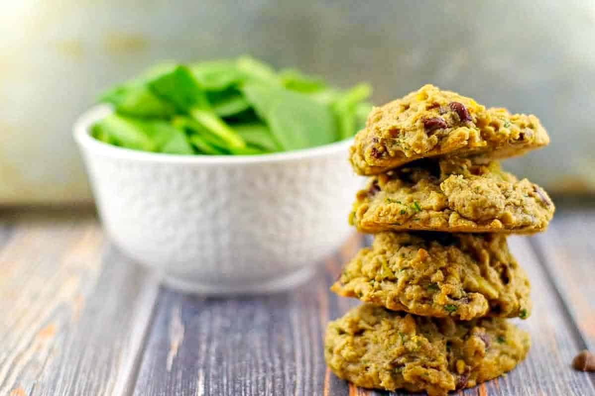 Healthy chocolate chip spinach cookies