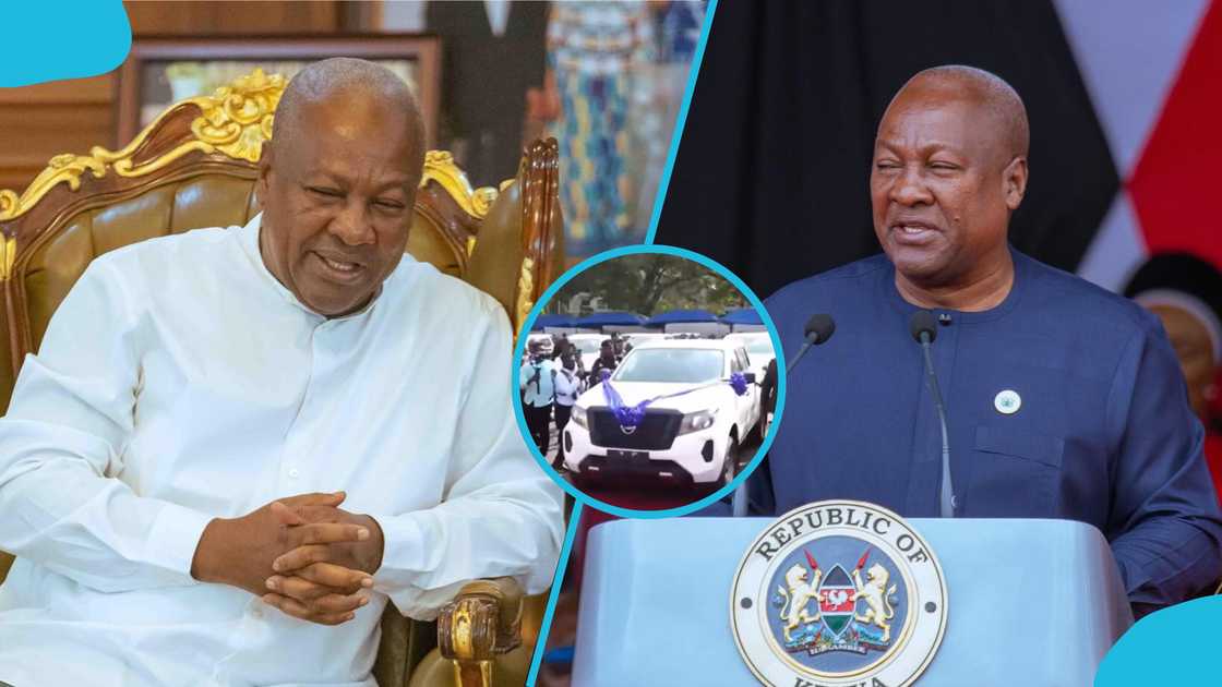 President Mahama expertly drives police vehicle through human traffic ...