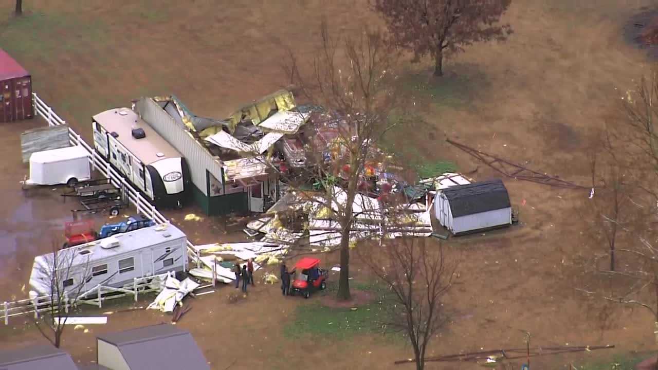 Sky 5 shows damage left behind after tornado hits Purcell