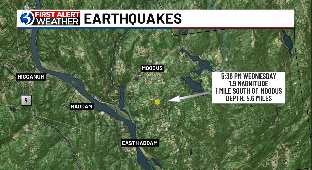 1.9 magnitude earthquake recorded in Moodus