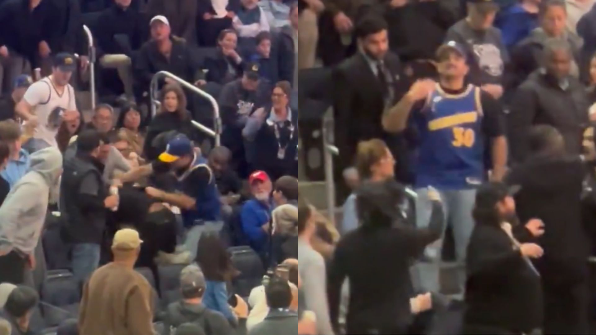 Heated fight between fans breaks out in stands at Warriors-Bucks game