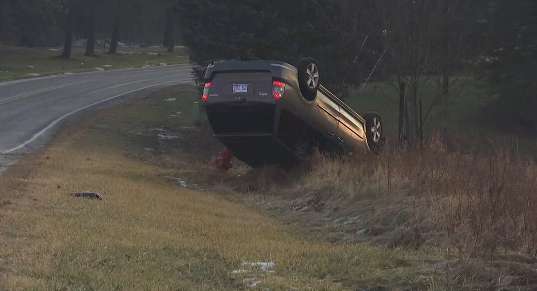 Icy roads cause roll-over crash in Frankenmuth, police say