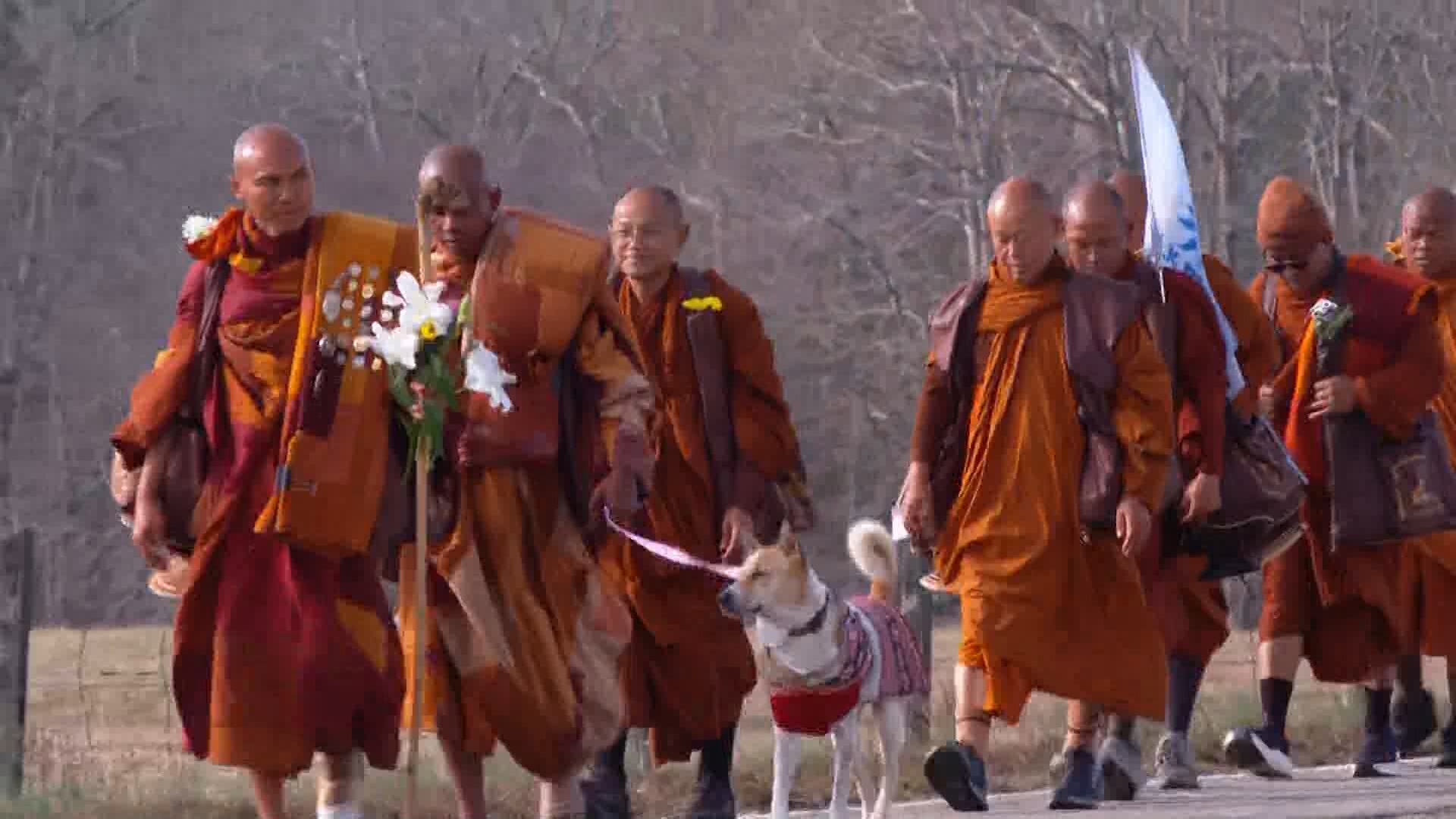 Watch: Monks on peace walk make way toward Columbia