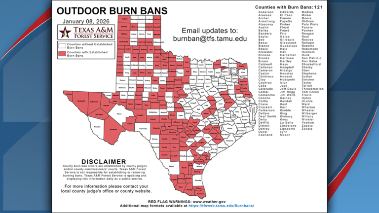 MAP: Burn bans in place across Texas