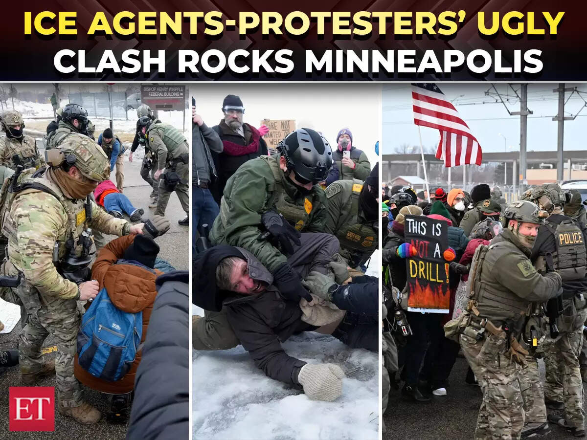 'Shame! Quit your job…': Protesters clash with ICE agents after fatal ...