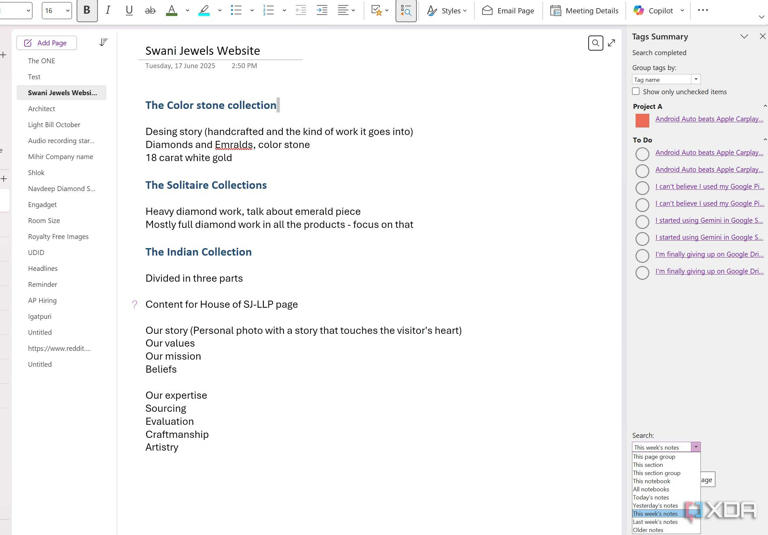 I started using tags in OneNote and I should have sooner