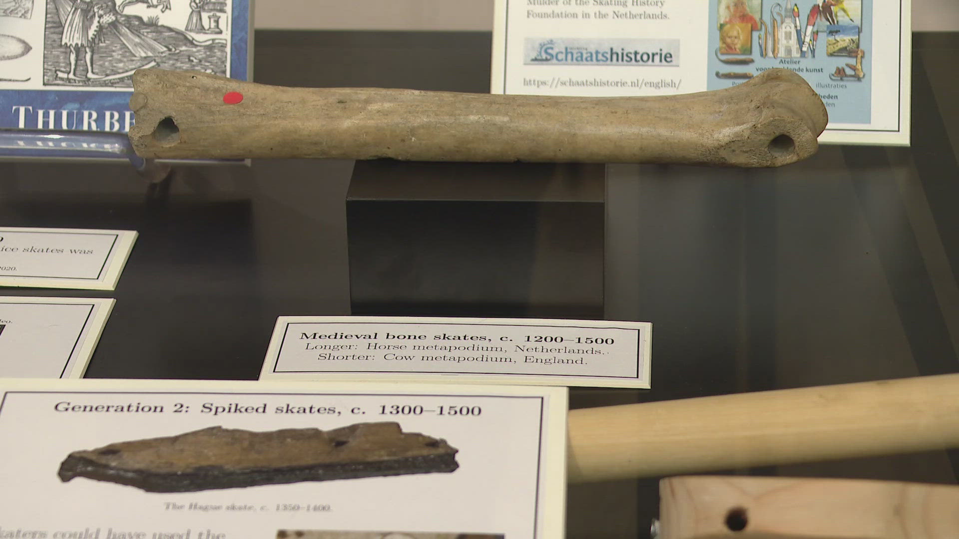 Historic figure skates made of bone on display at St. Louis library
