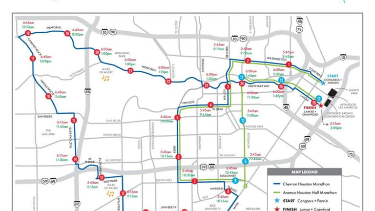 Street closures planned for Chevron Houston Marathon