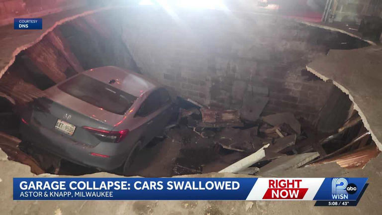 Dramatic photos show garage collapse damage in Milwaukee apartment building