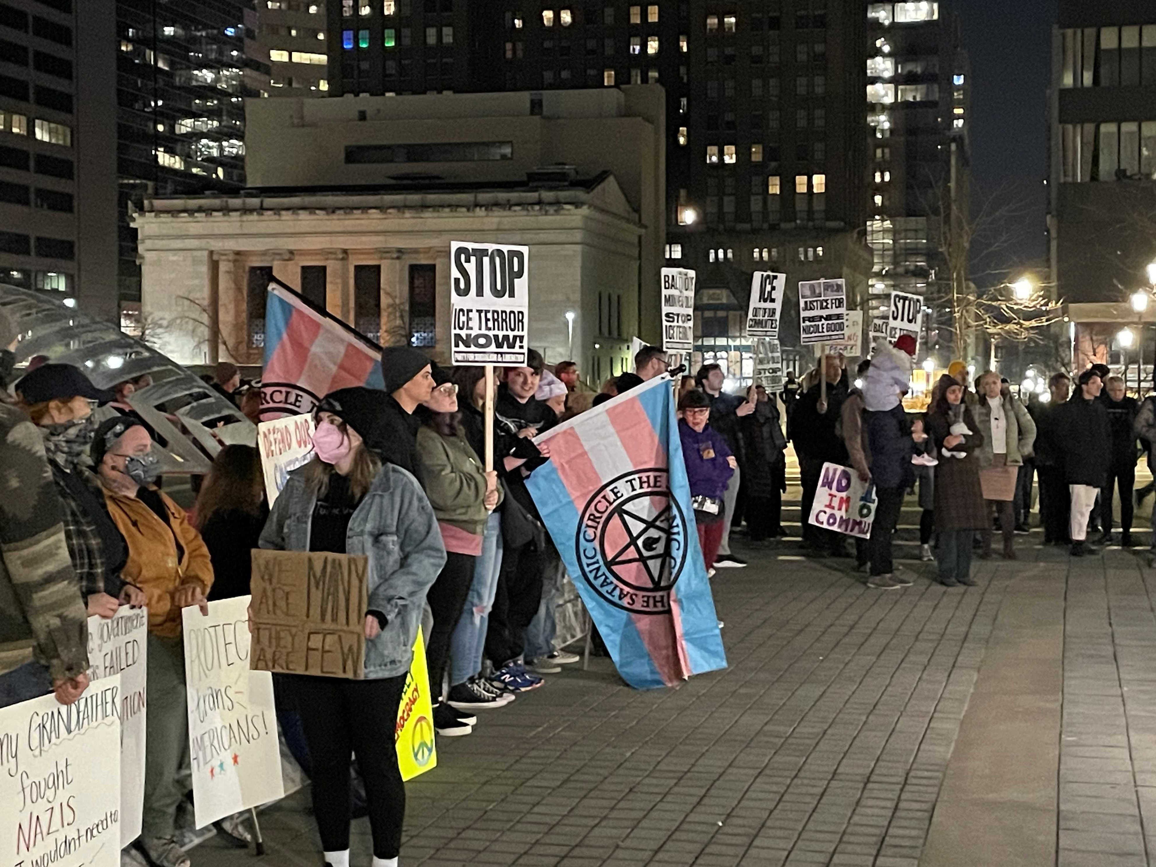 Protesters gather outside ICE field office in Baltimore