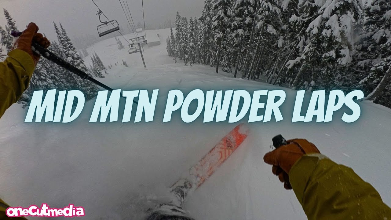 Mid mountain powder skiing after a 90cm snow week at Whistler