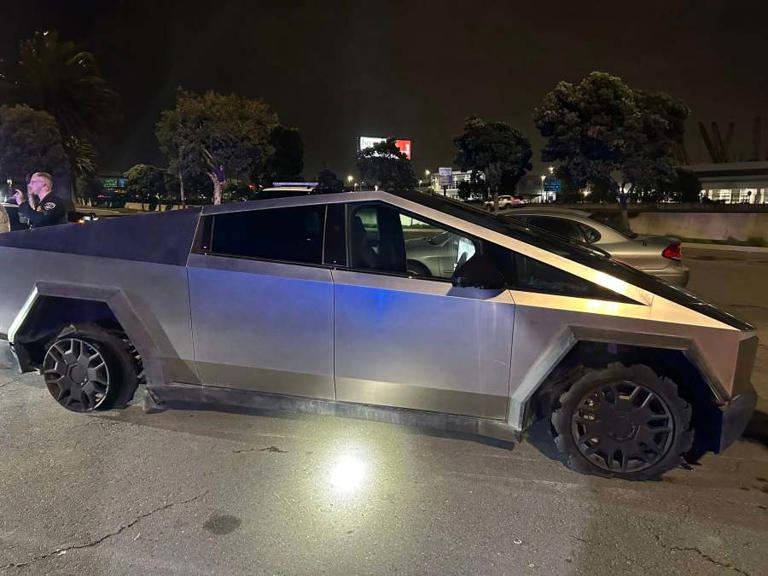 Video: CHP uses spike strips to end Bay Area chase with Tesla Cybertruck