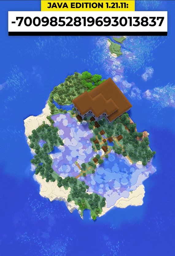 I found a seed with a woodland mansion and village island at spawn ...