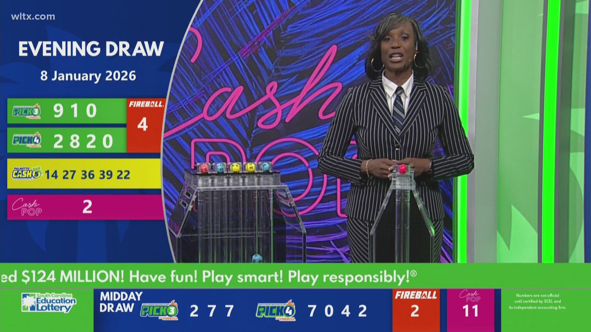 Evening SC winning lottery numbers for January 8, 2026