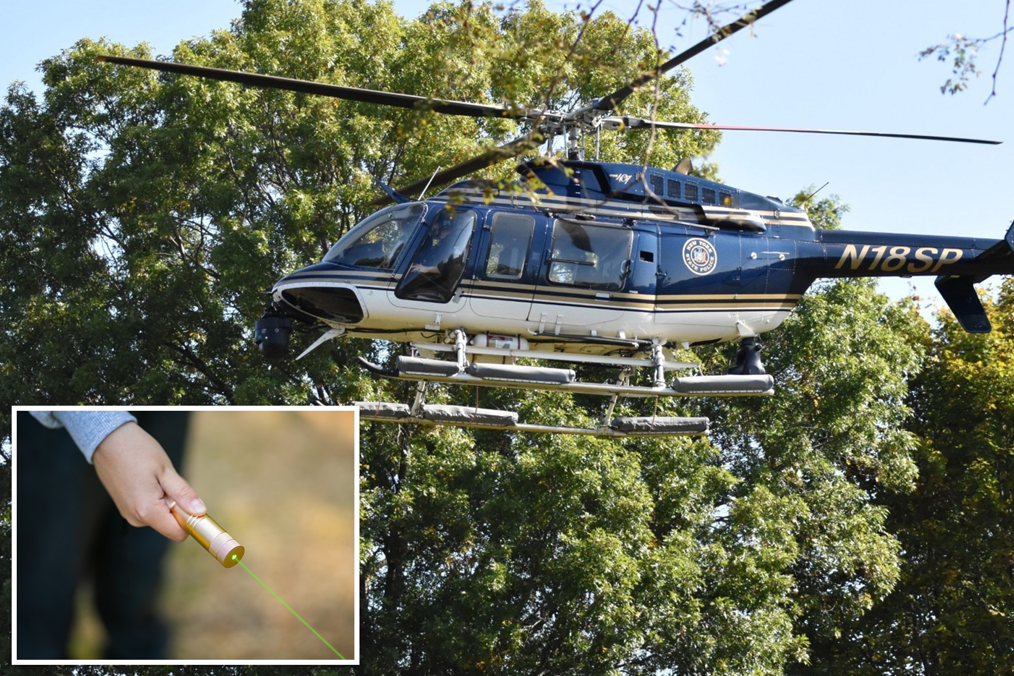 NY police helicopter forced into emergency landing after teen shines ...