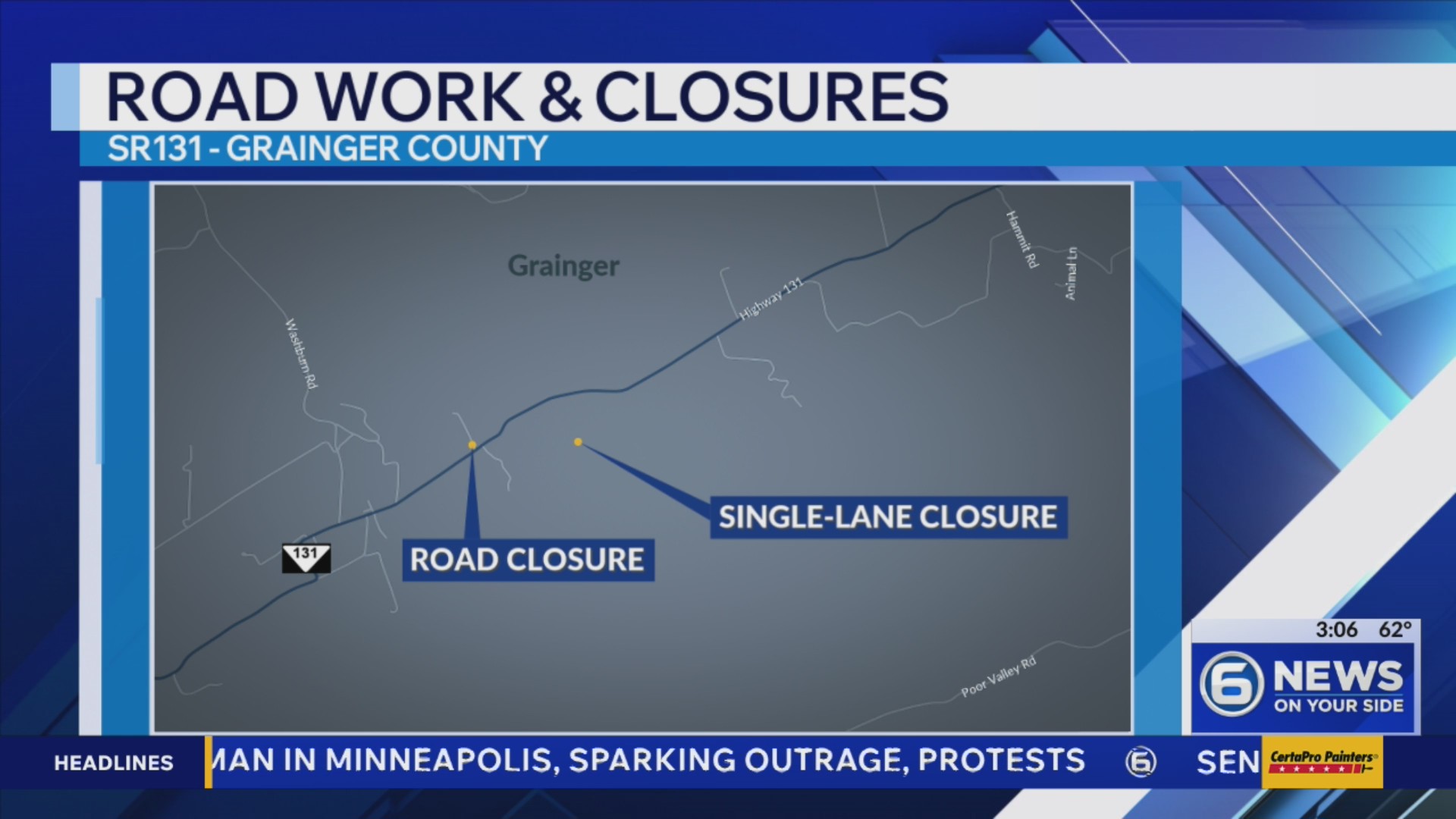 Drivers in Grainger County to face month-long lane closure on State ...