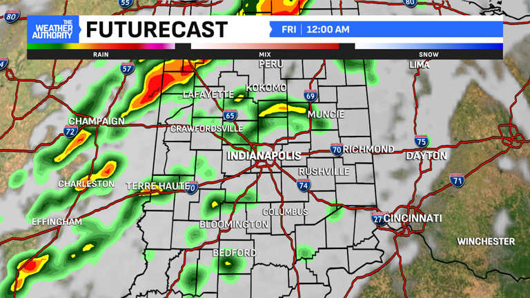 Heavy rain overnight; temperatures tumble on Friday