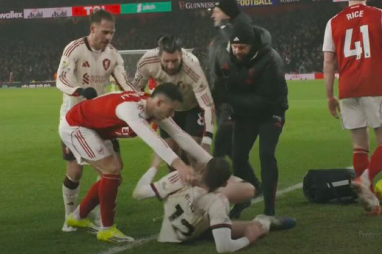 Conor Bradley stretchered off at Arsenal as Gary Neville rages at ...