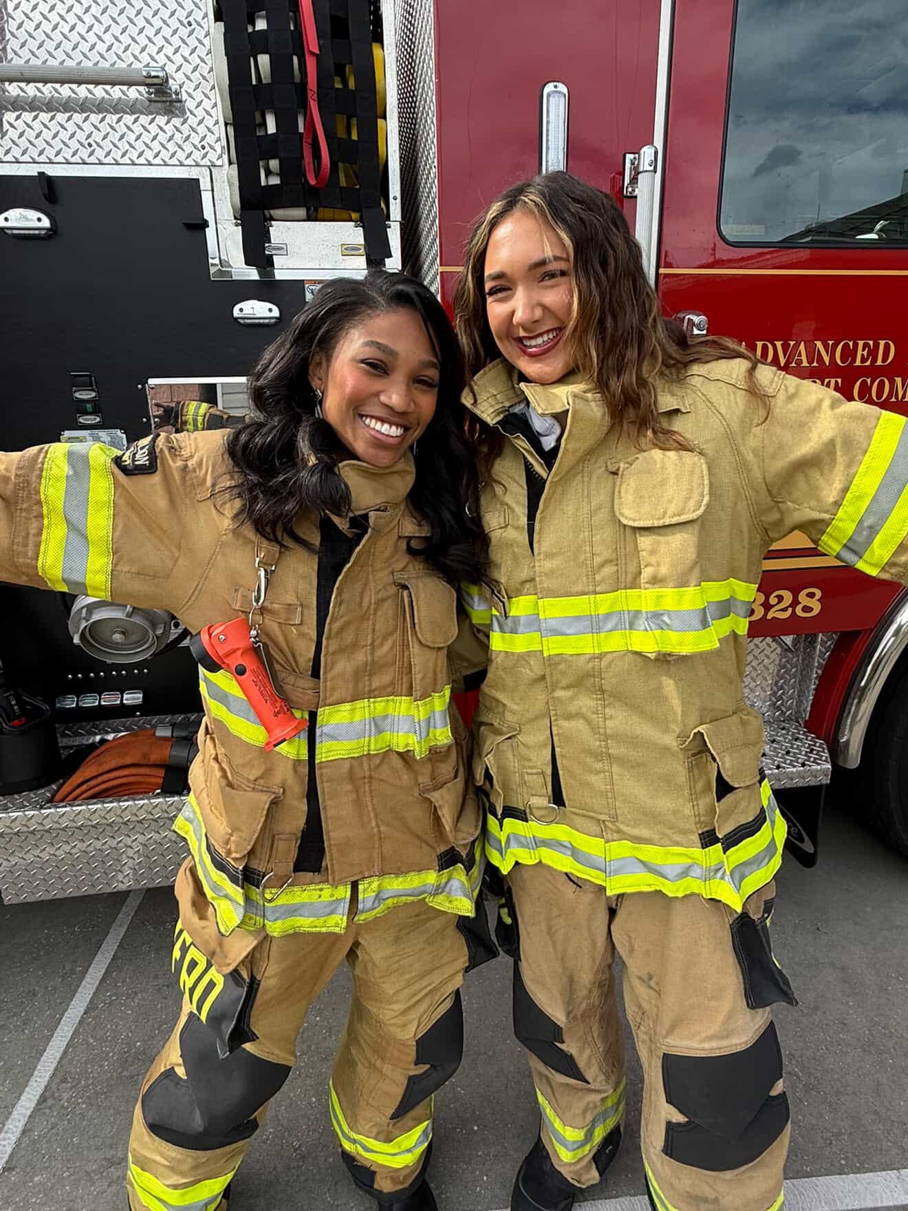 Miss Florida and Miss Florida’s Teen trade crowns for firefighter gear