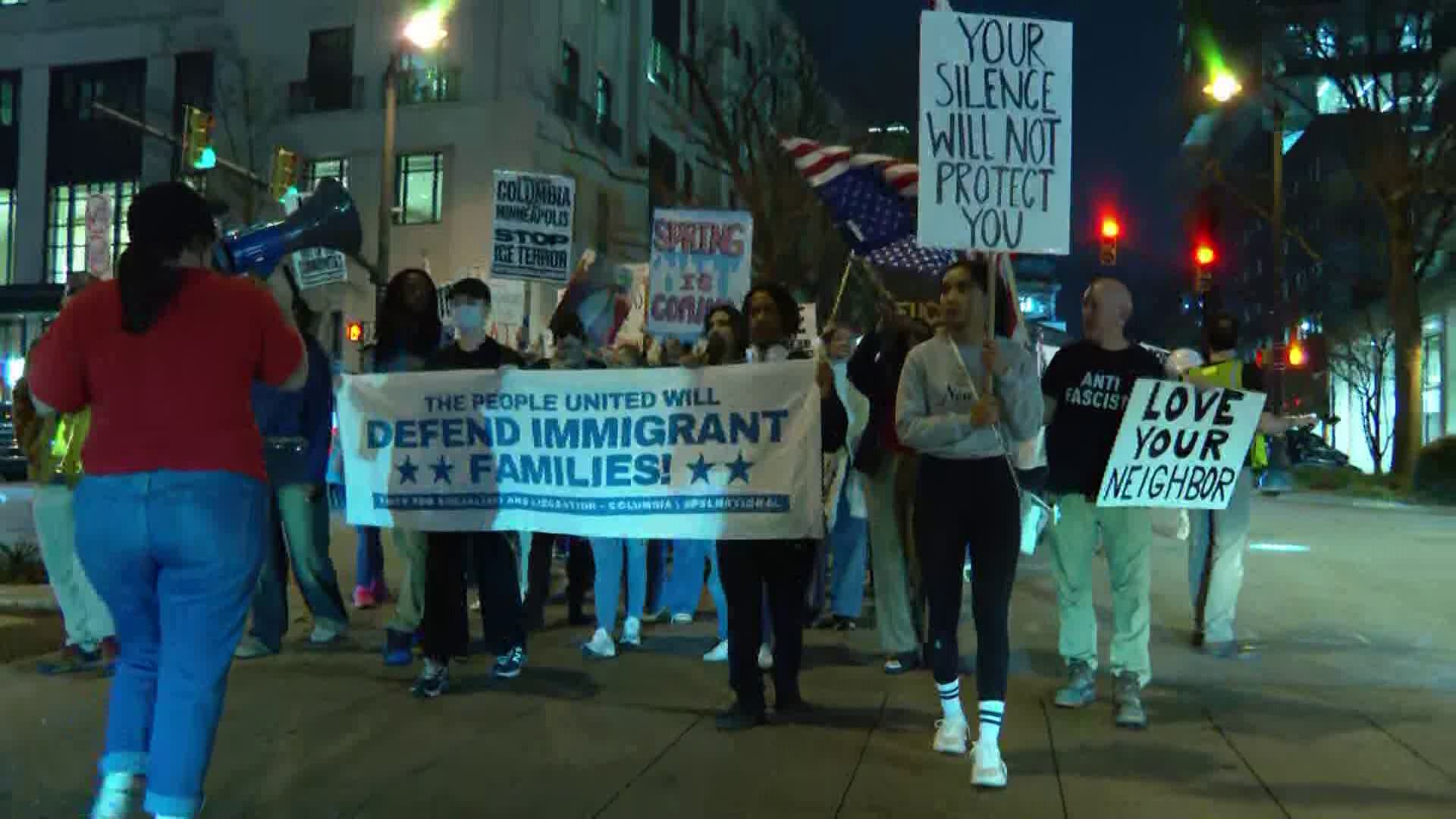 Watch: ICE protest marches through Columbia after gathering at SC State ...