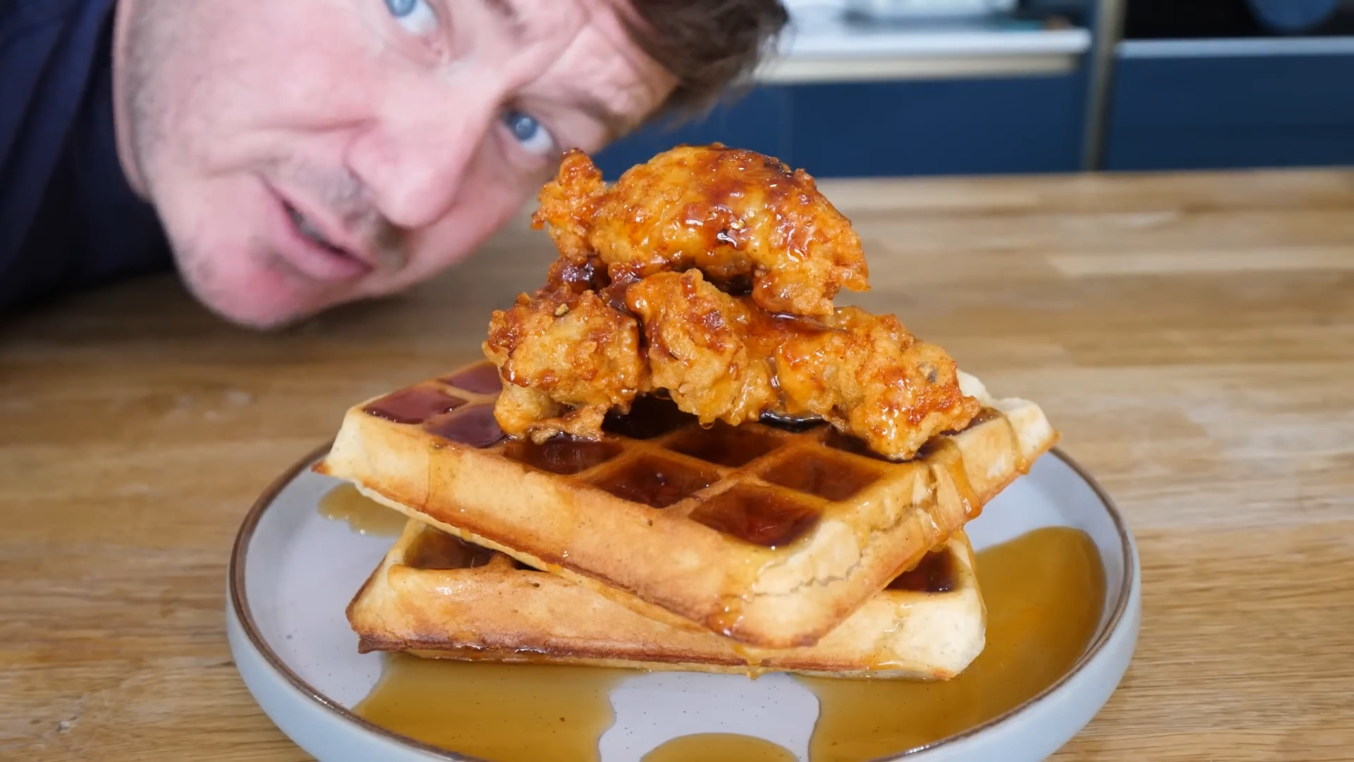 British guy tastes chicken and waffles for the first time